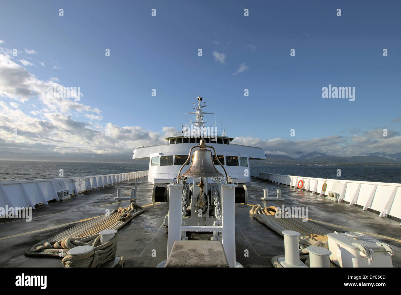 Bow of Ship Vessel with Bell at Sea Stock Photo - Alamy