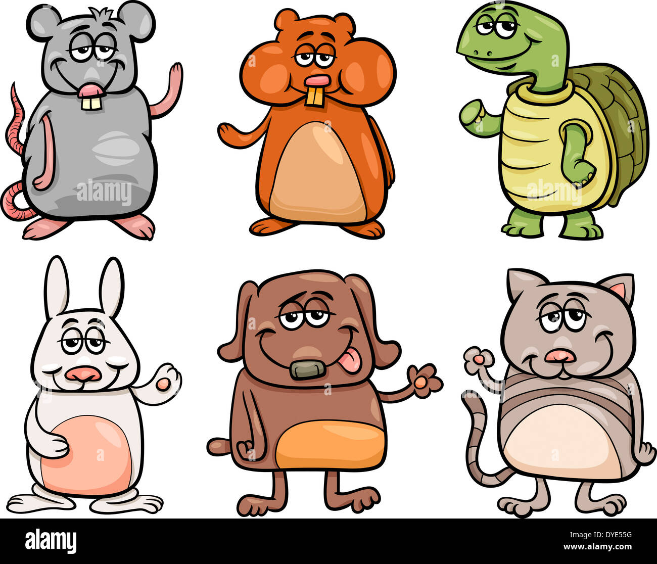 Cartoon Illustration of Cute Pets Animals Characters Stock Photo - Alamy