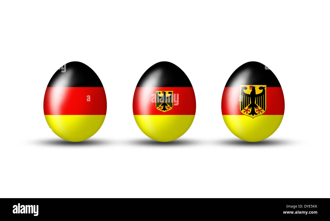 Easter eggs with a German flag on a white background Stock Photo - Alamy