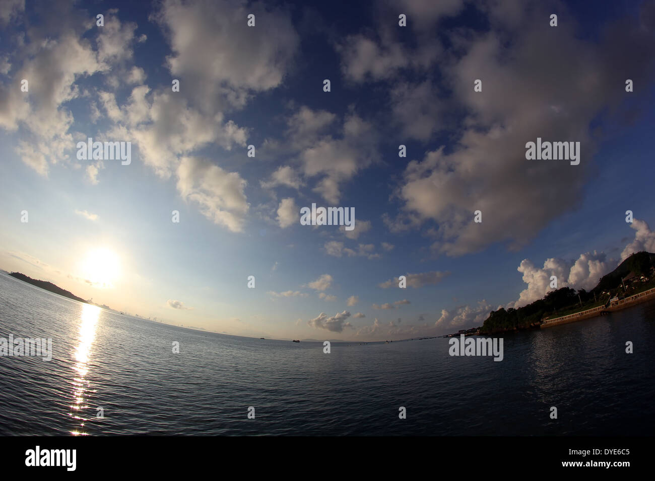 The sea and beautiful sky fisheye shot Stock Photo - Alamy