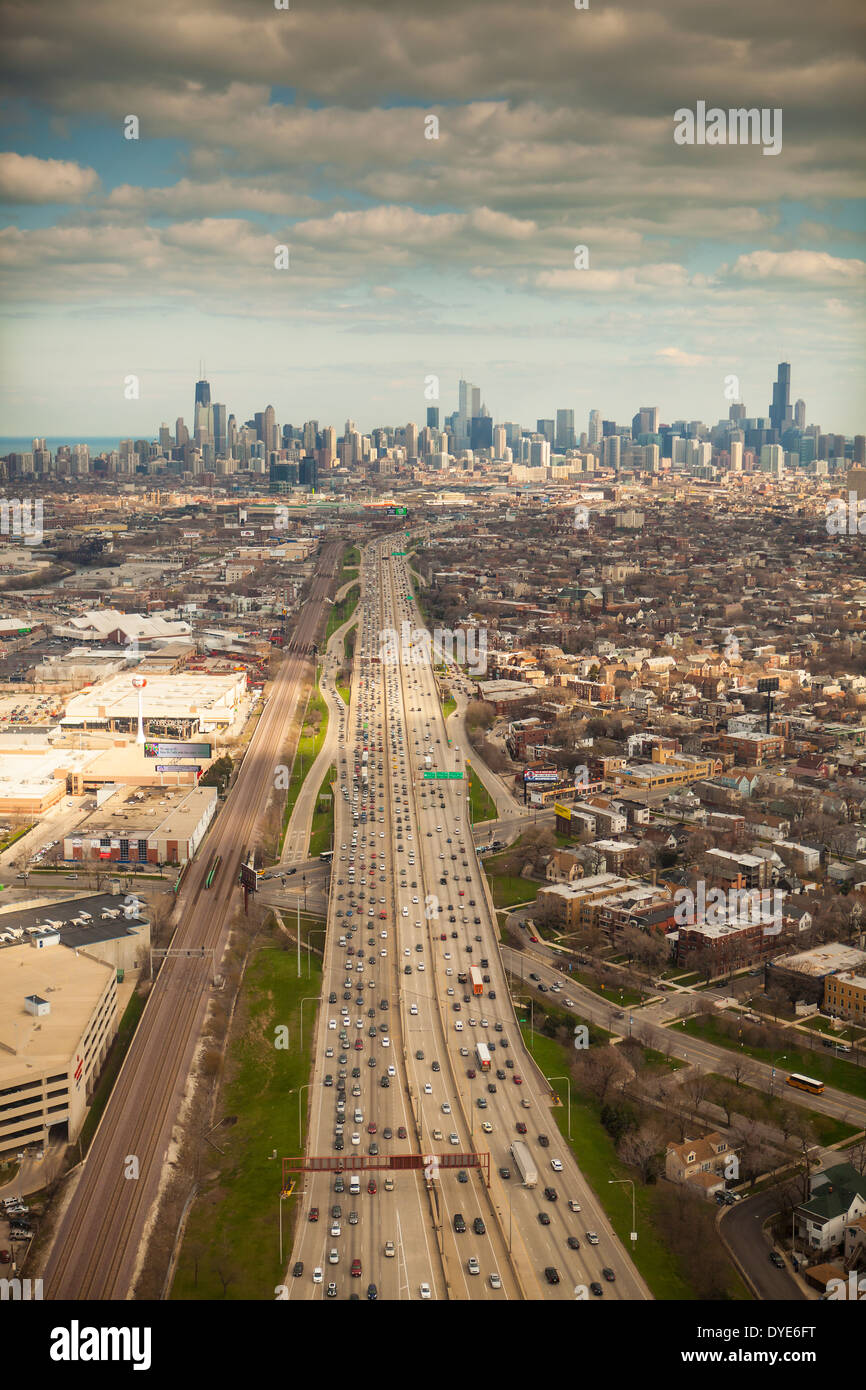 Chicago from helicopter hi-res stock photography and images - Alamy