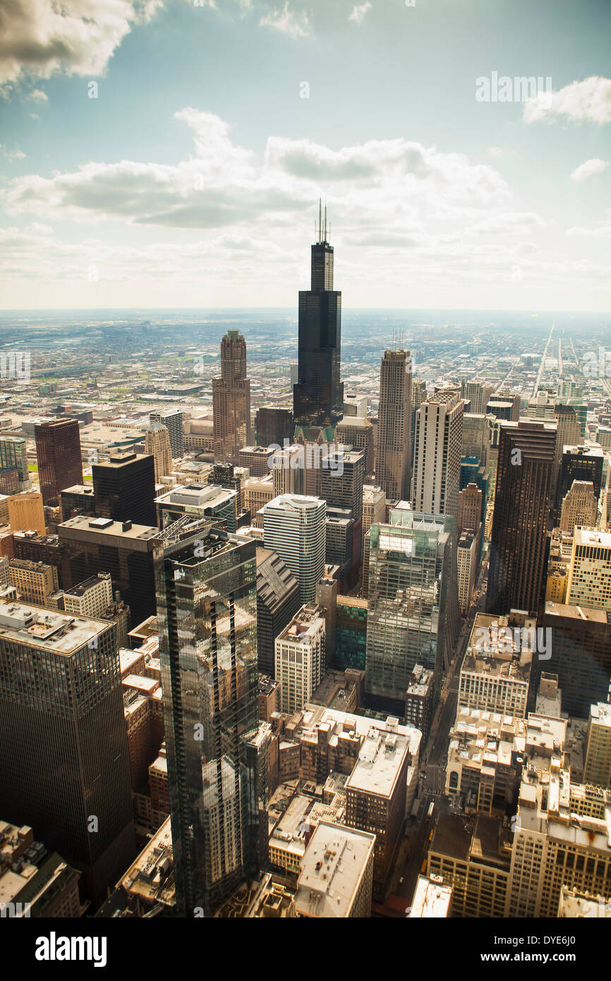 Aerial view of the city of Chicago, Illinois United States, taken from ...