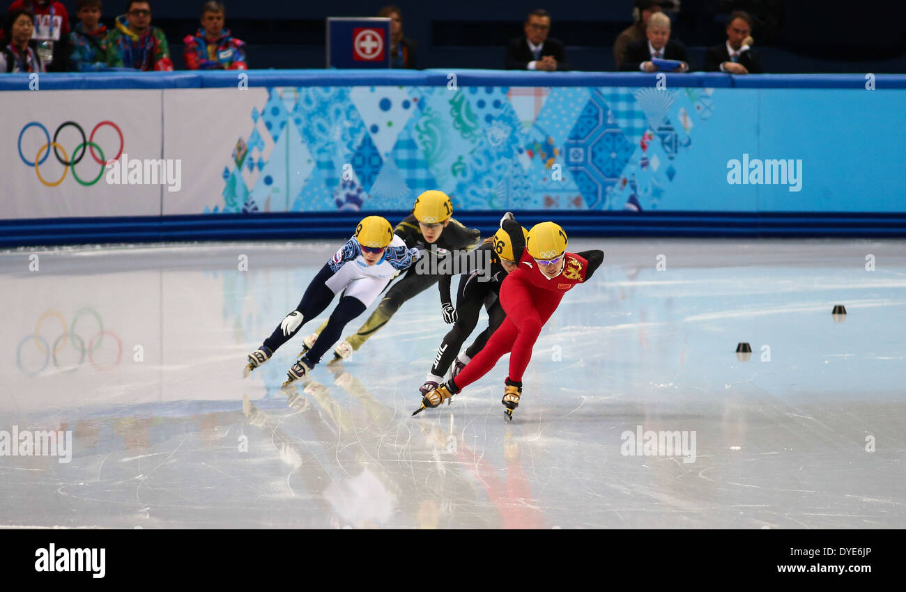 Sochi, RUSSIA - February 18, 2014: Jianrou LI (CHN) No.111 at Ladies ...