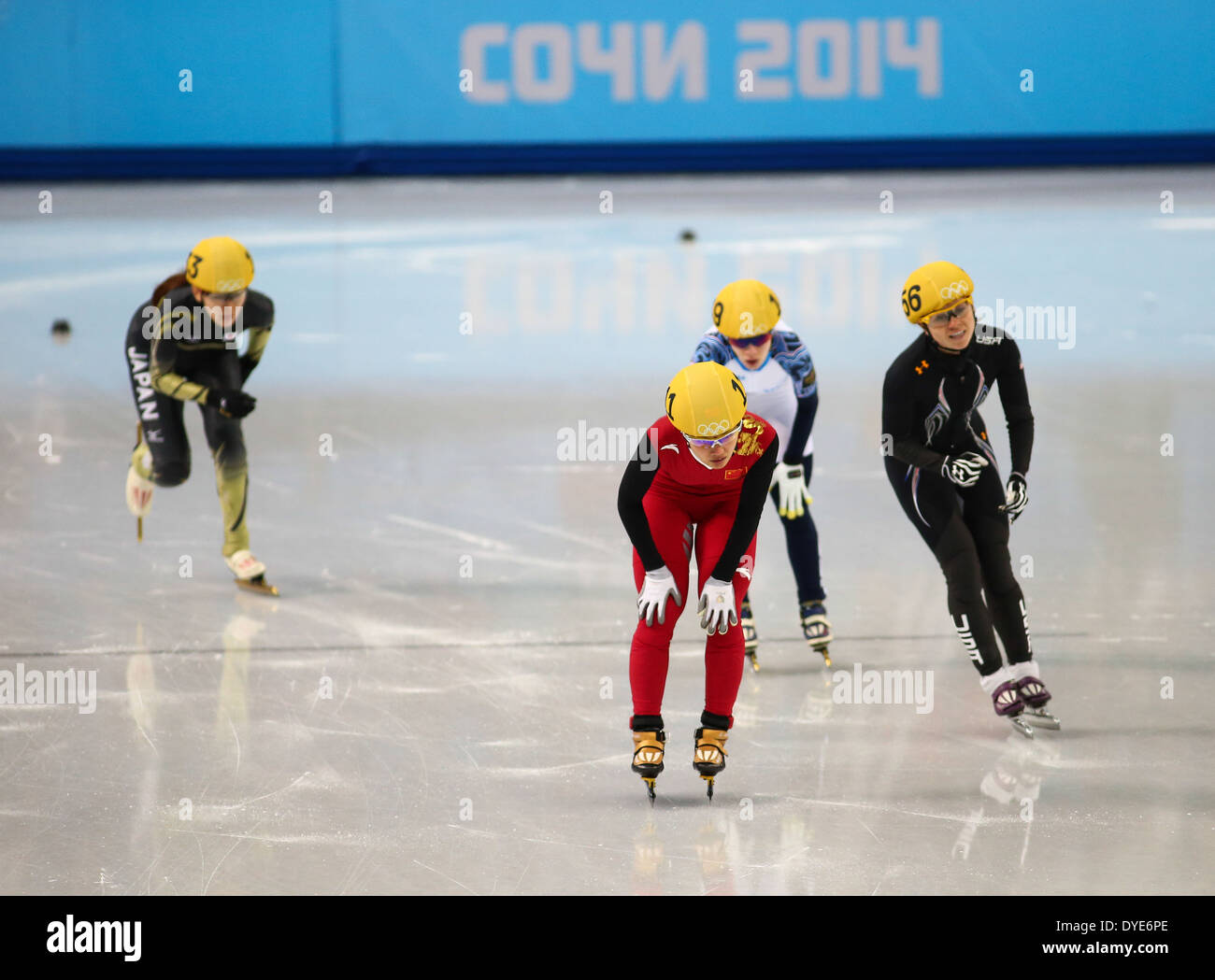 Sochi, RUSSIA - February 18, 2014: Jianrou LI (CHN) No.111 at Ladies ...