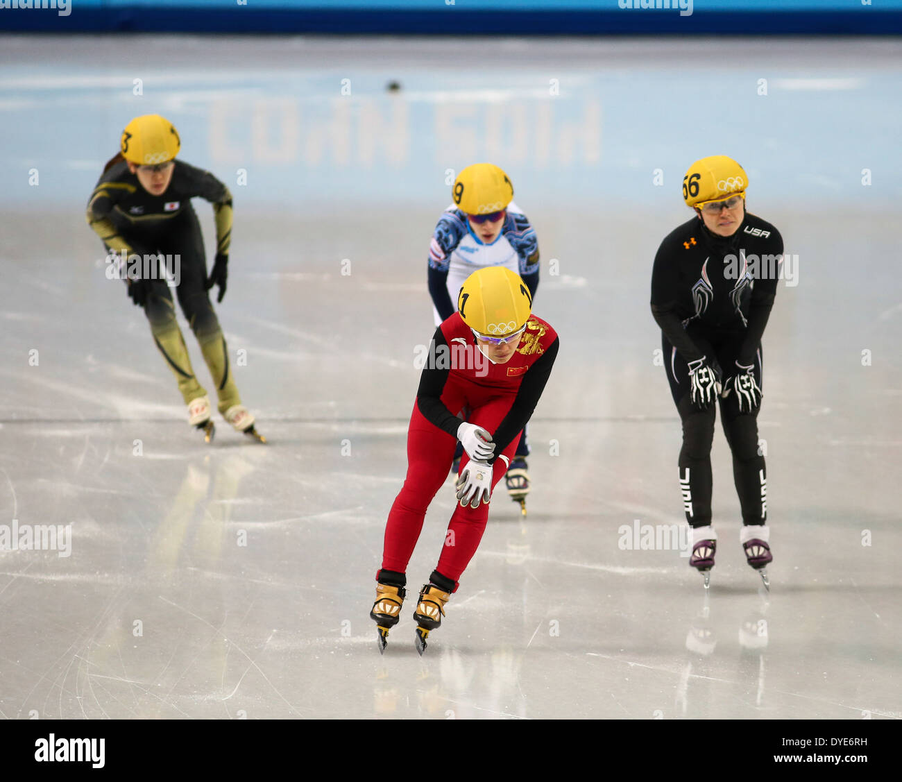 Sochi, RUSSIA - February 18, 2014: Jianrou LI (CHN) No.111 at Ladies ...