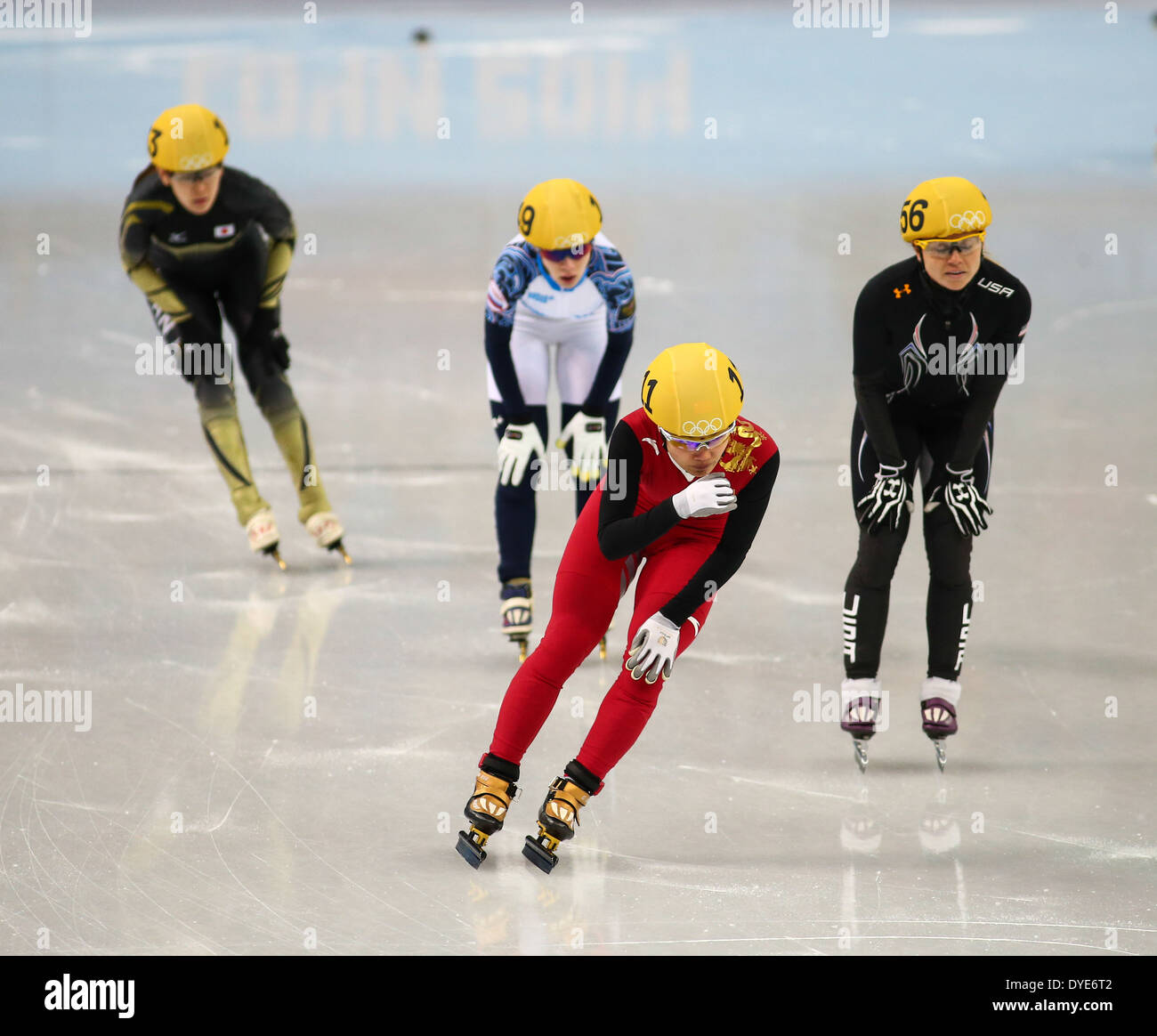 Sochi, RUSSIA - February 18, 2014: Jianrou LI (CHN) No.111 at Ladies ...