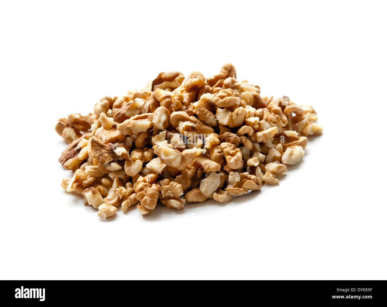 walnut half heap on white background Stock Photo - Alamy