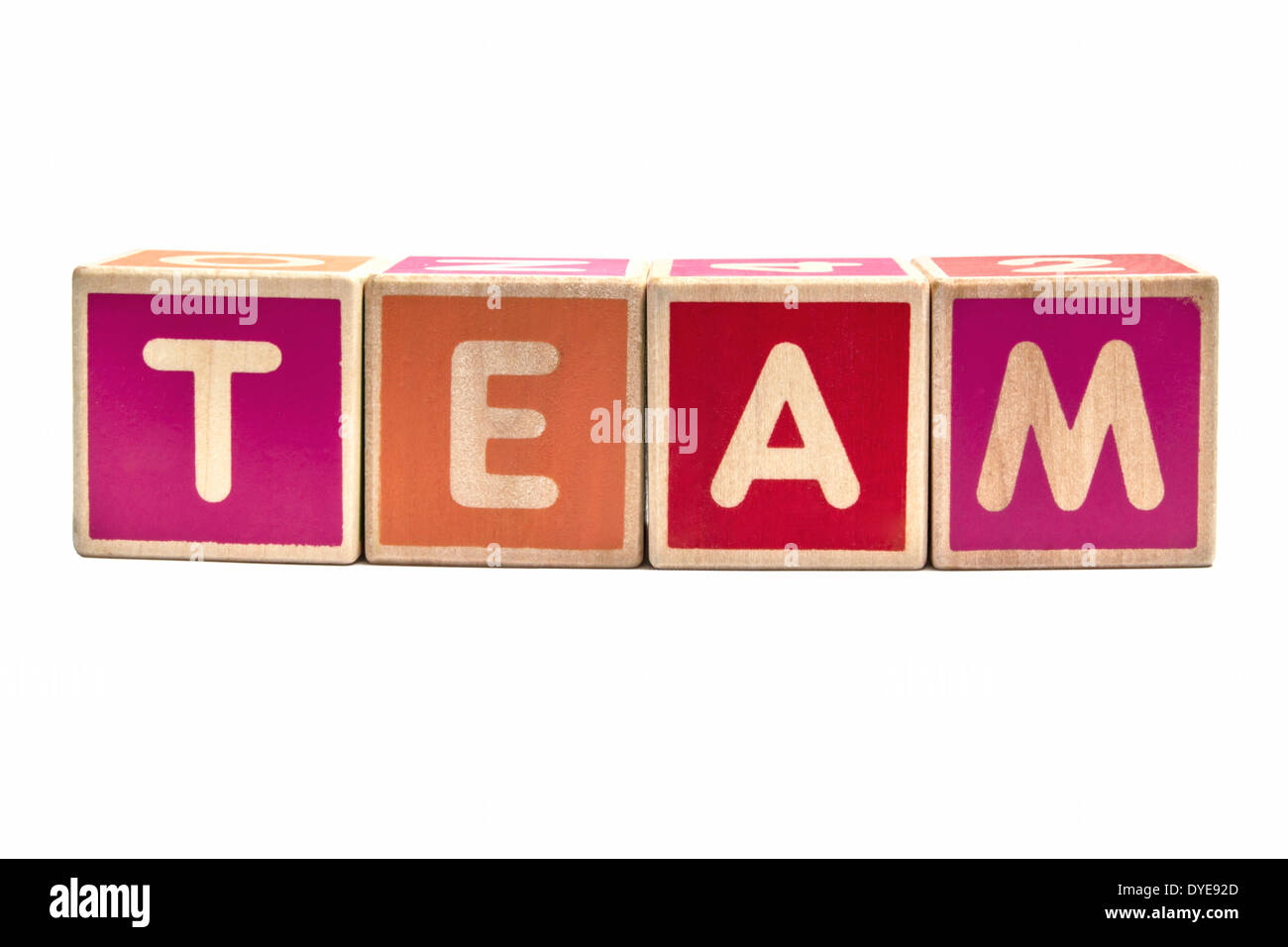 Alphabet blocks TEAM isolated on white background Stock Photo - Alamy