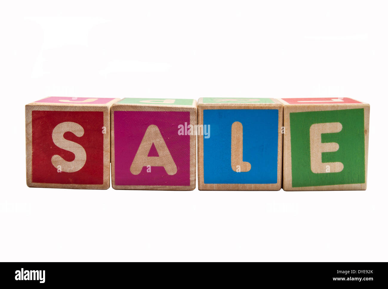 Alphabet blocks SALE isolated on white background Stock Photo - Alamy