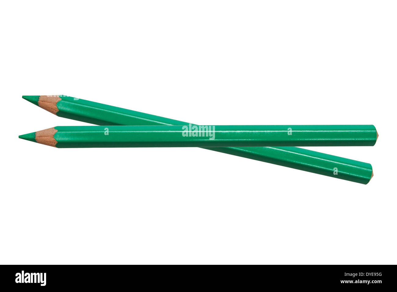 Green color pencil isolated on white background Stock Photo - Alamy
