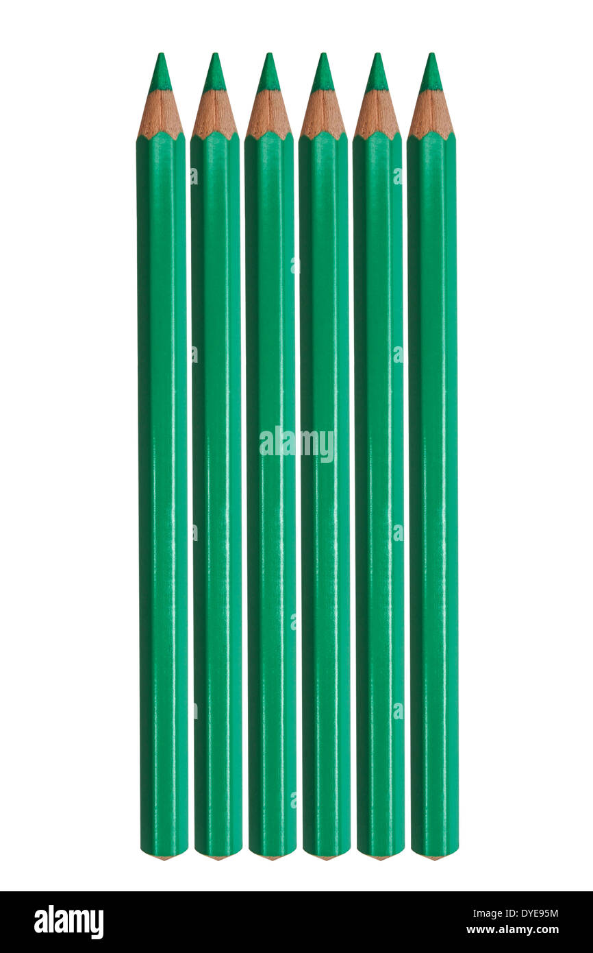 Green color pencil isolated on white background Stock Photo - Alamy
