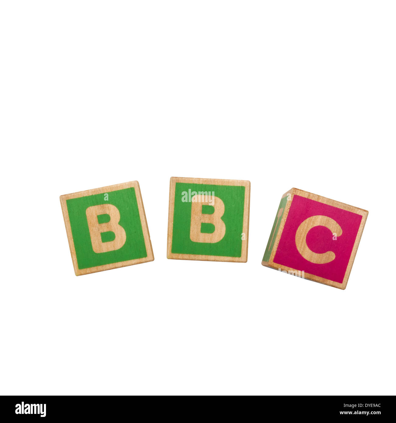 Alphabet blocks BBC isolated on white background Stock Photo - Alamy