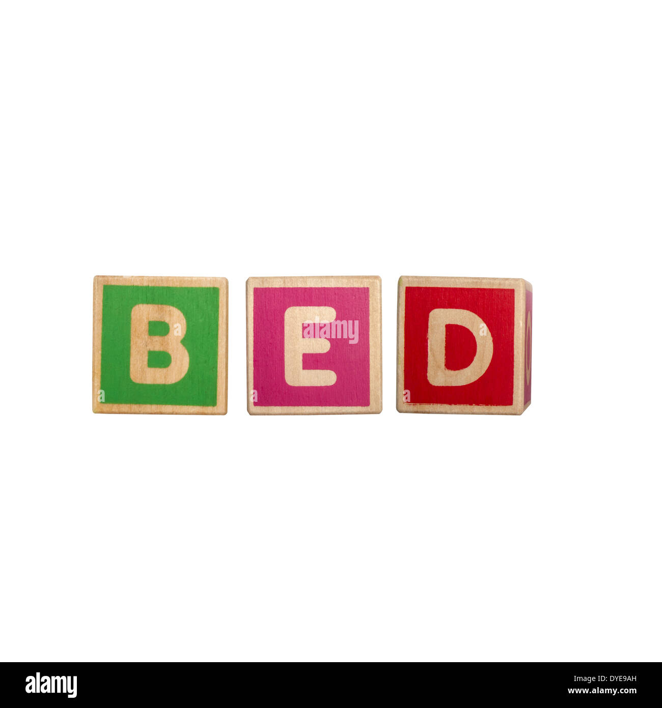 Alphabet blocks BED isolated on white background Stock Photo - Alamy