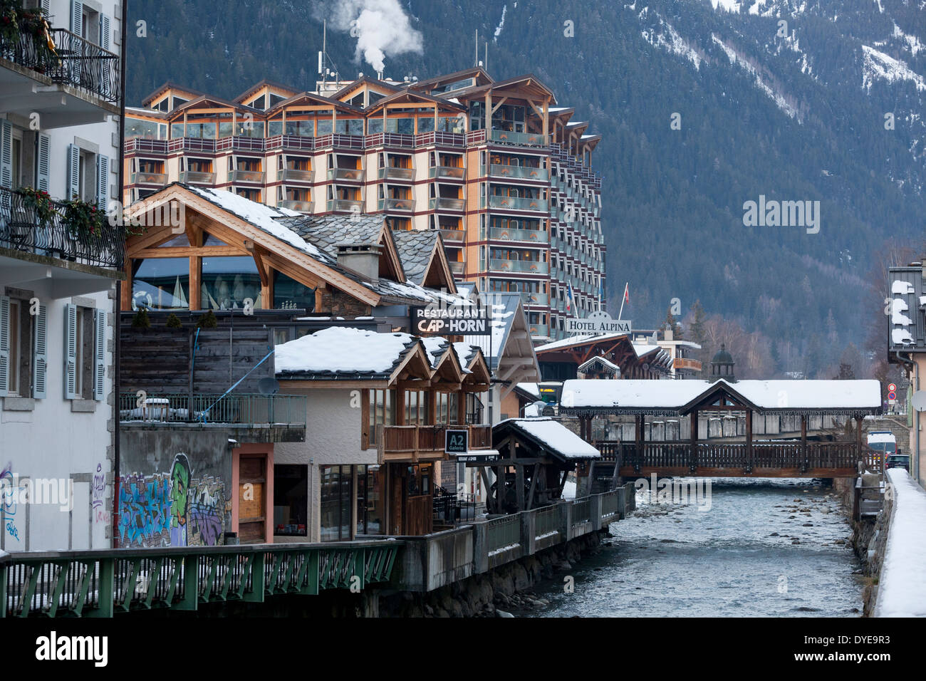 Restaurant Cap-Horn and Hotel Alpina along the L’Avre river in the ...