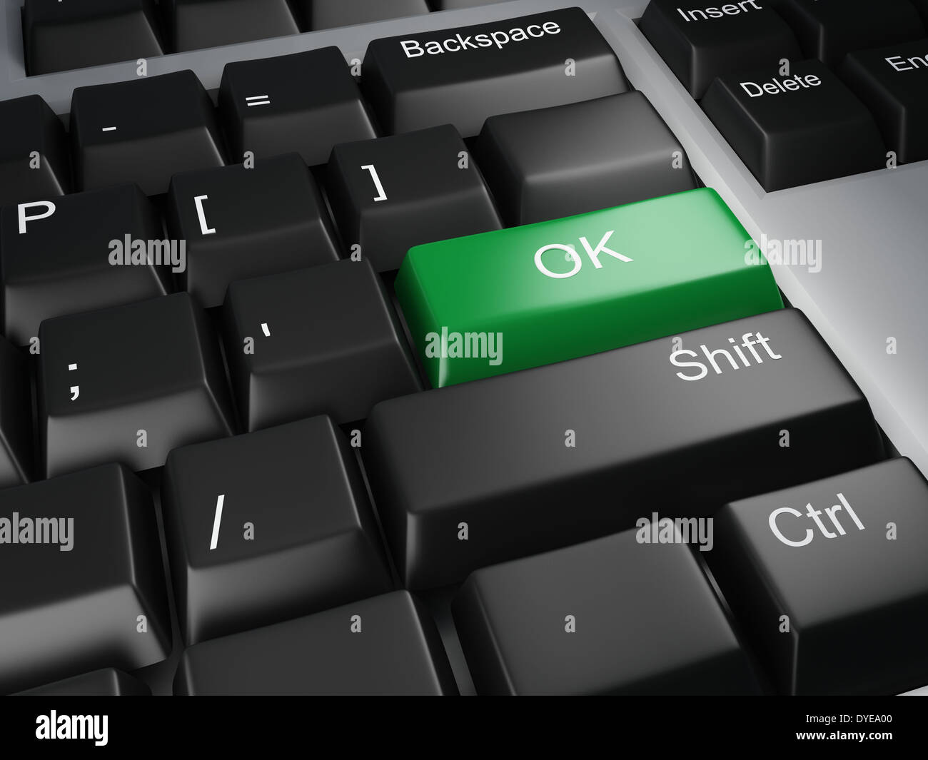 keyboard with green OK button. 3d illustration Stock Photo - Alamy
