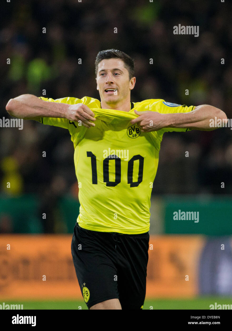 Dortmund, Germany. 15th Apr, 2014. Dortmund's Robert Lewandowski ...