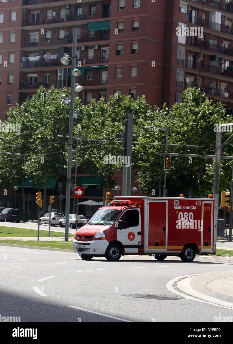 Ambulance emergency vehicle in barcelona spain 2013 hi-res stock ...