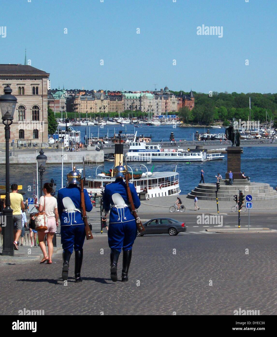 A military honour guard on parade at the Royal Palace in the city of ...