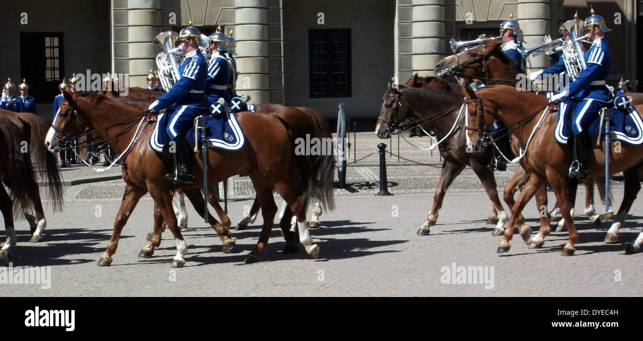 A military honour guard on parade at the Royal Palace in the city of ...