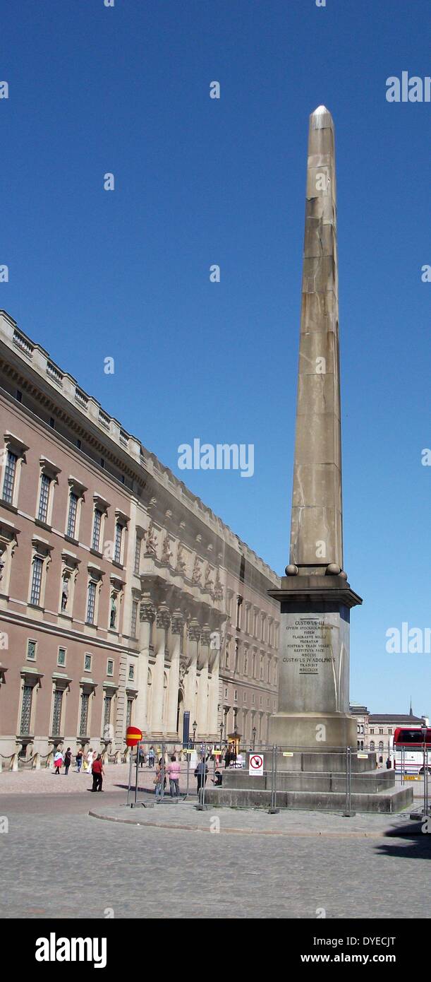 Obelisk at Slottsbacken adjacent to the southern entrances of the Royal ...