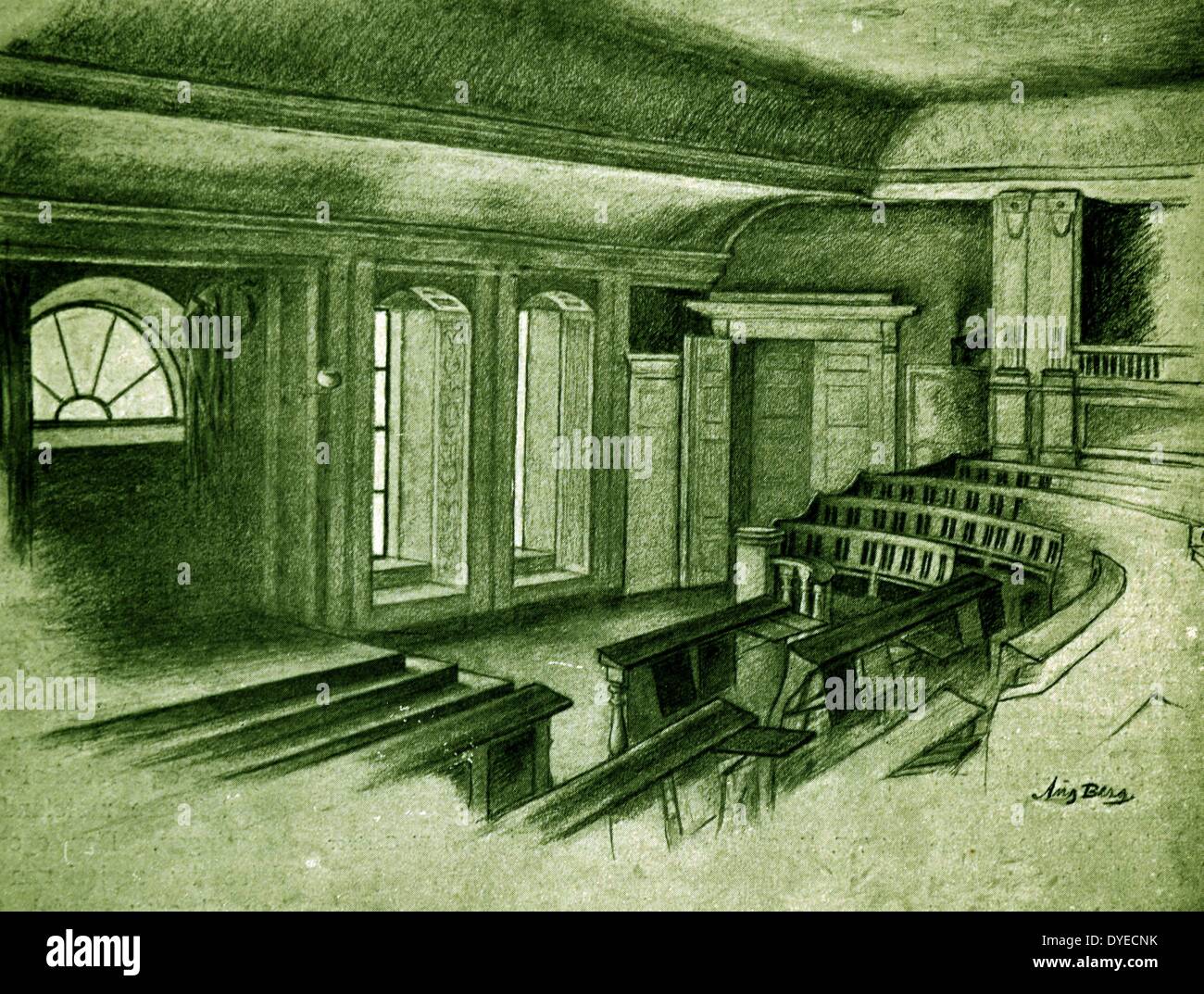 Illustration of The Old Storting, Norway, by August Berg. Dated 1889 ...