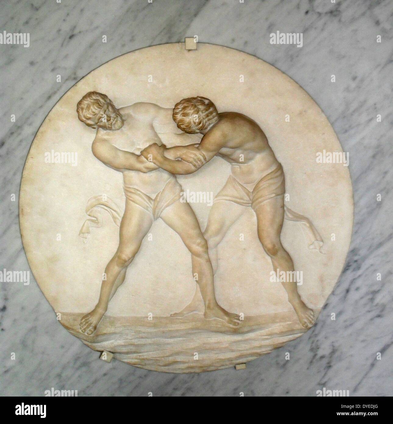 Marble Relief at the base of the Borghese Gladiator Statue 100 B.C ...