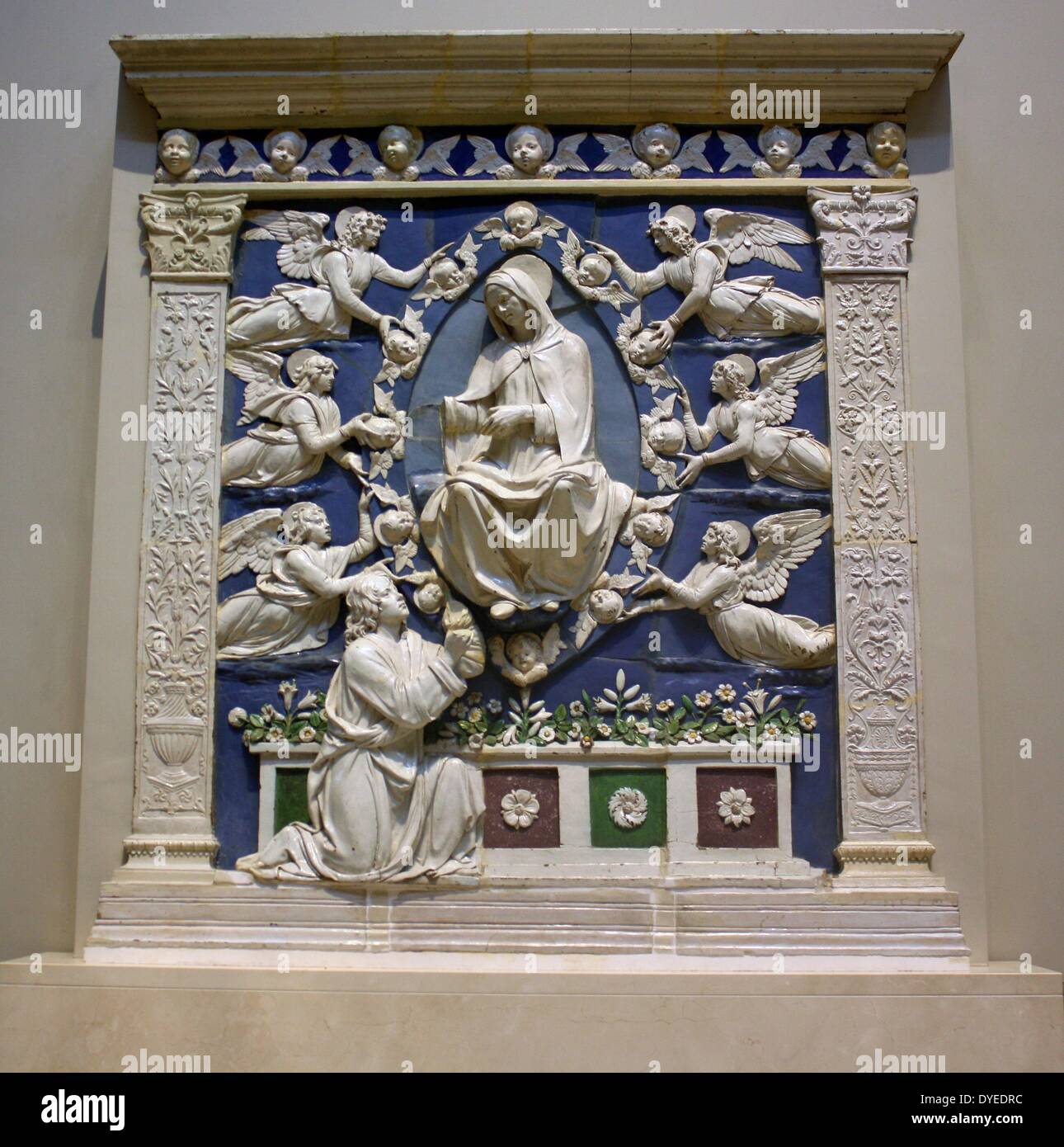 Virgin mary terracotta angels relief ornate religion hi-res stock ...