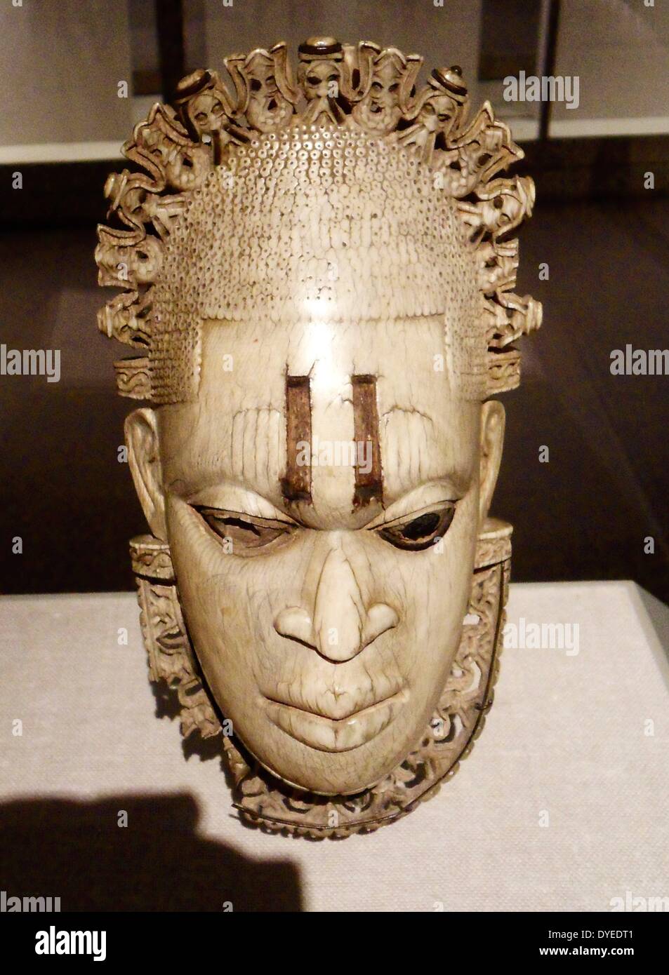 Carved Ivory Mask 16th Century A.D. Elephant ivory and Bronze. Benin ...
