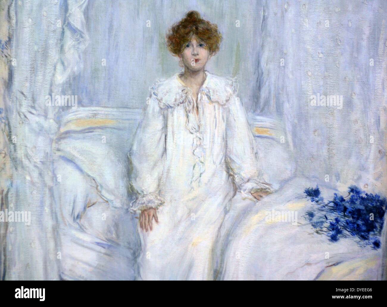 Jean francois raffaelli rafaelli nightgown bed flowers hi-res stock ...