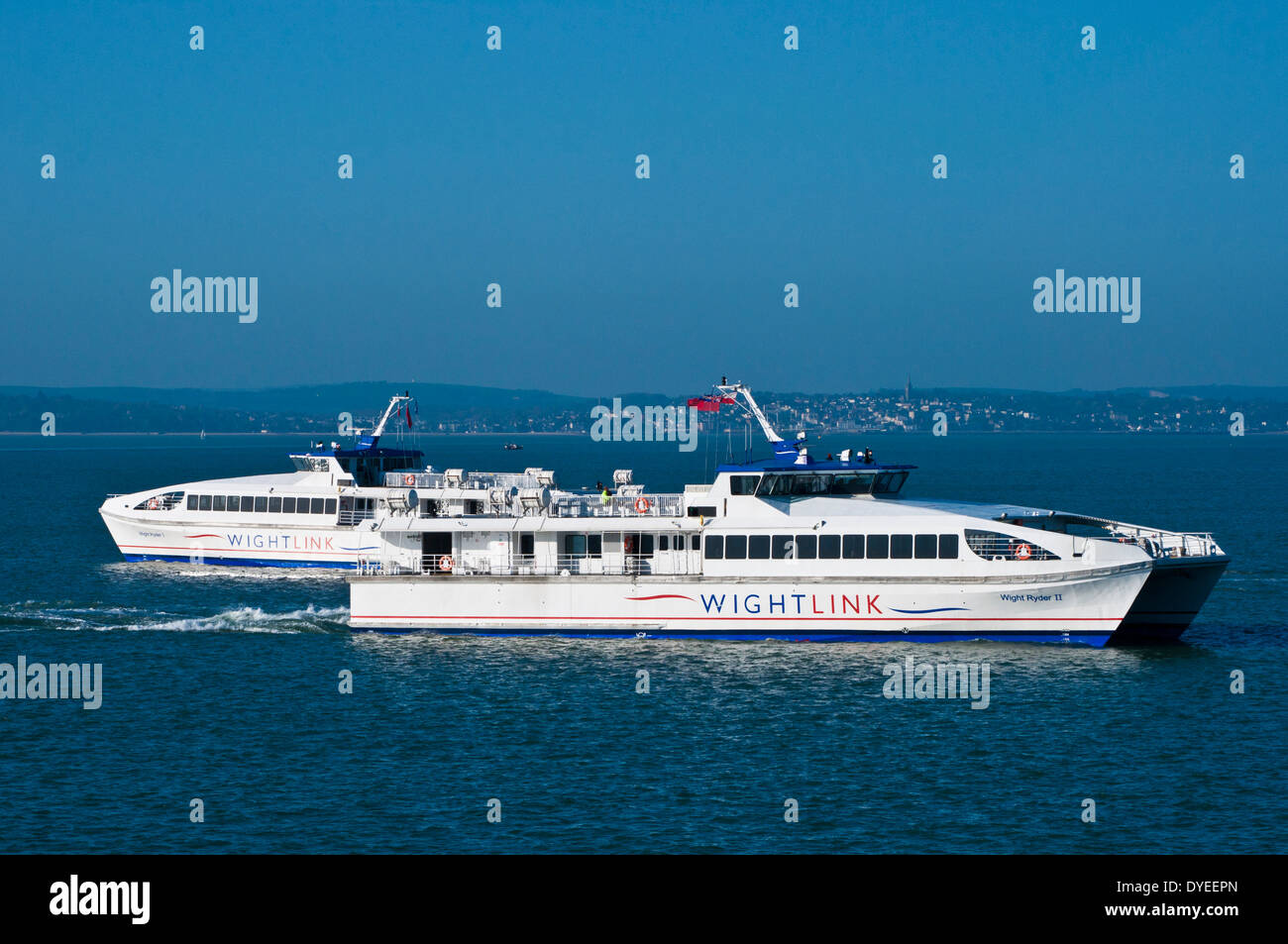 Portsmouth Ryde Catamaran ferry Wightlink Solent Isle of Wight Stock ...