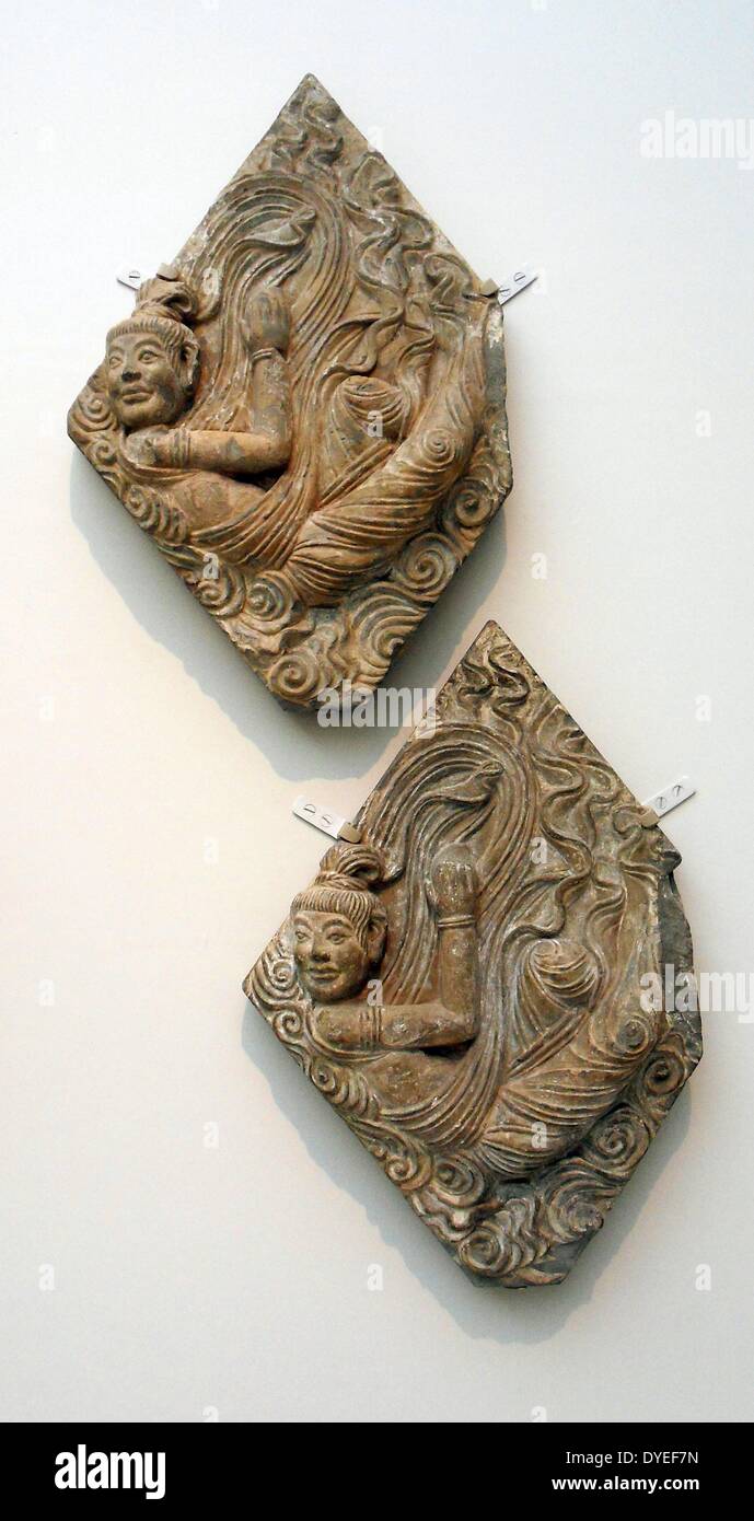 Flying Celestial Apsaras from the Tang Dynasty 7th Century A.D Stock ...