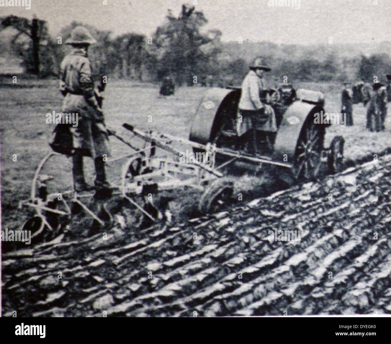 World War 1 - Land Army women taking part in a tractor ploughing ...