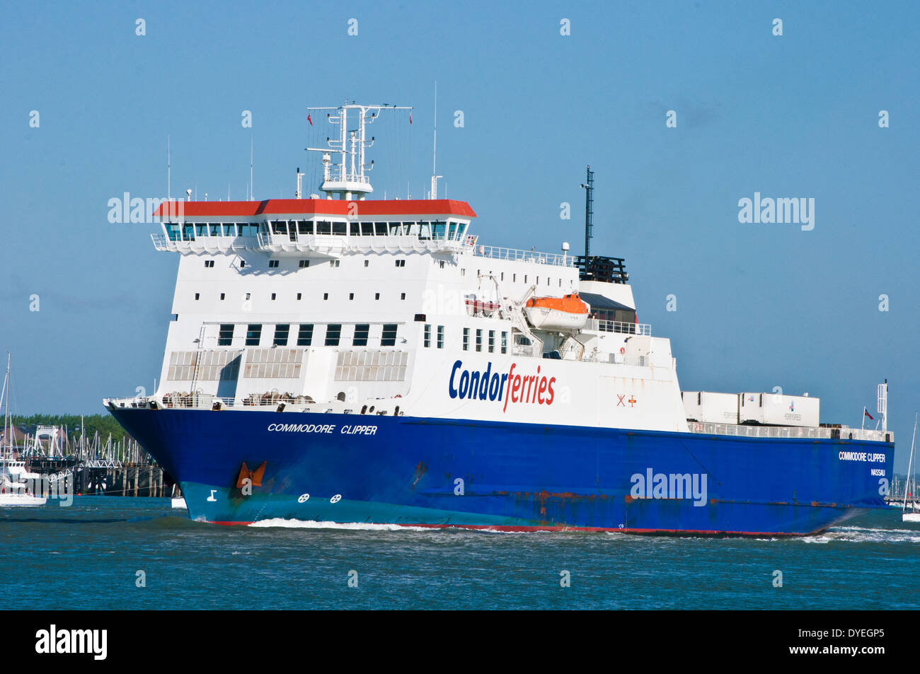 Condor Ferries Commodore Clipper leaving Portsmouth for Channel Isles Stock Photo - Alamy