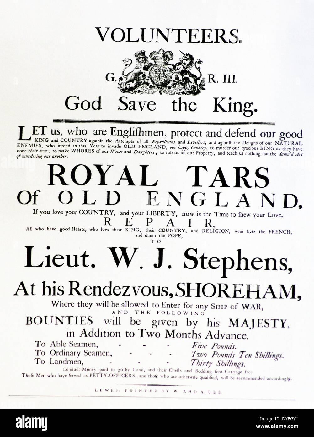 British naval navy recruitment napoleonic era poster hi-res stock ...