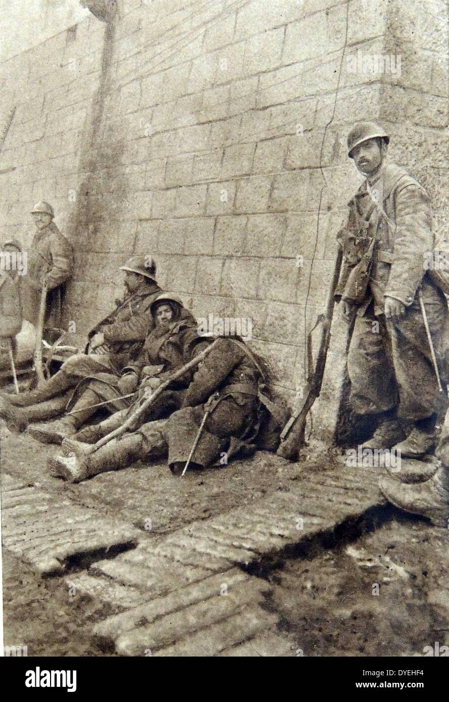 World War I - french soldiers rest during a break in the 1916 Second ...
