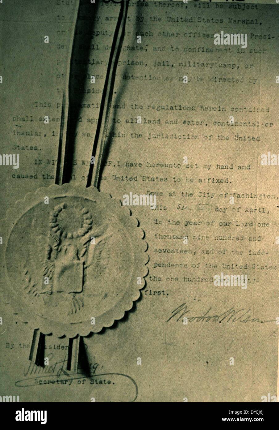 World War 1 - The last page of the declaration of war with Germany ...