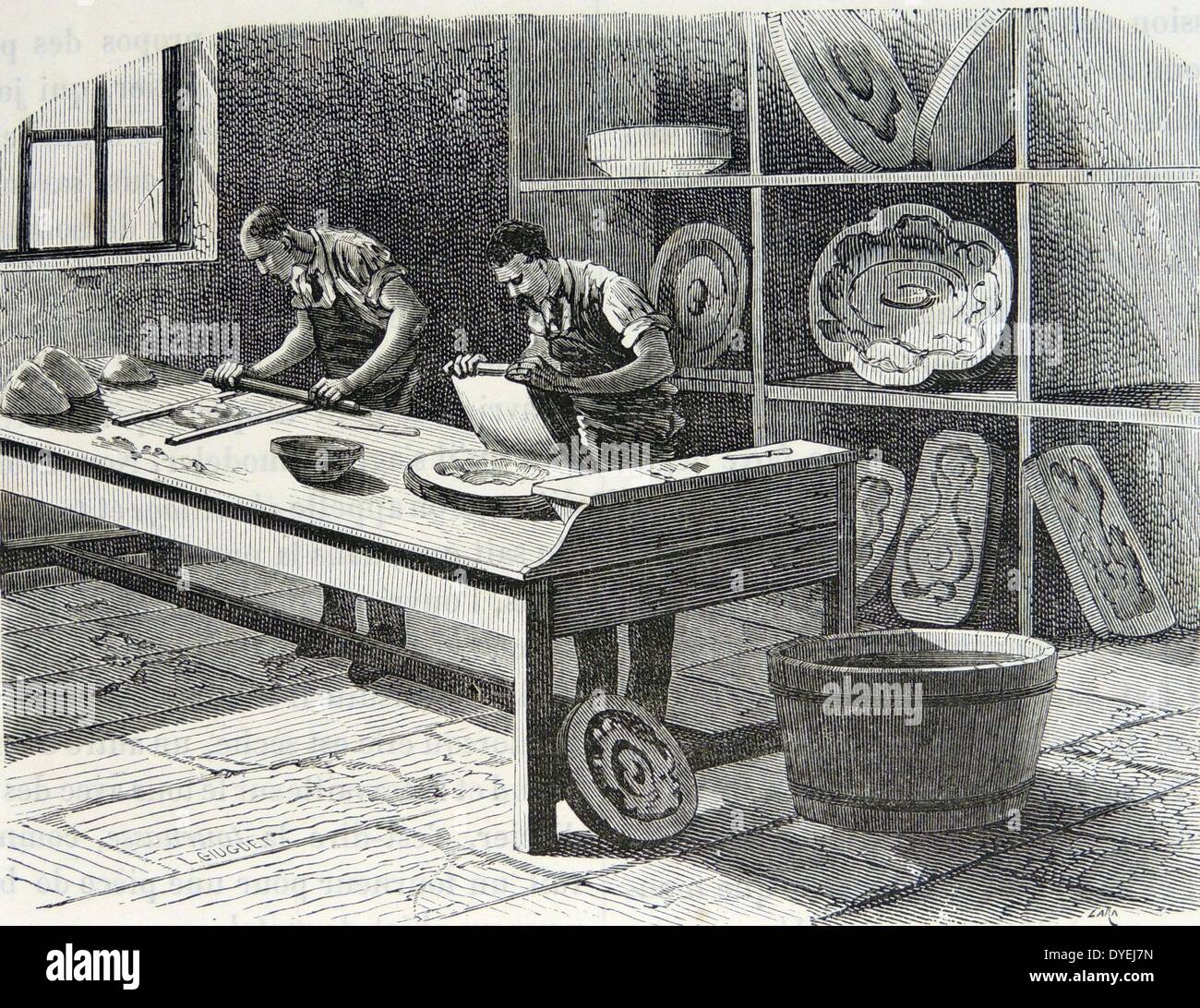 Making a deep Sevres dish by moulding layer upon layer of clay ...