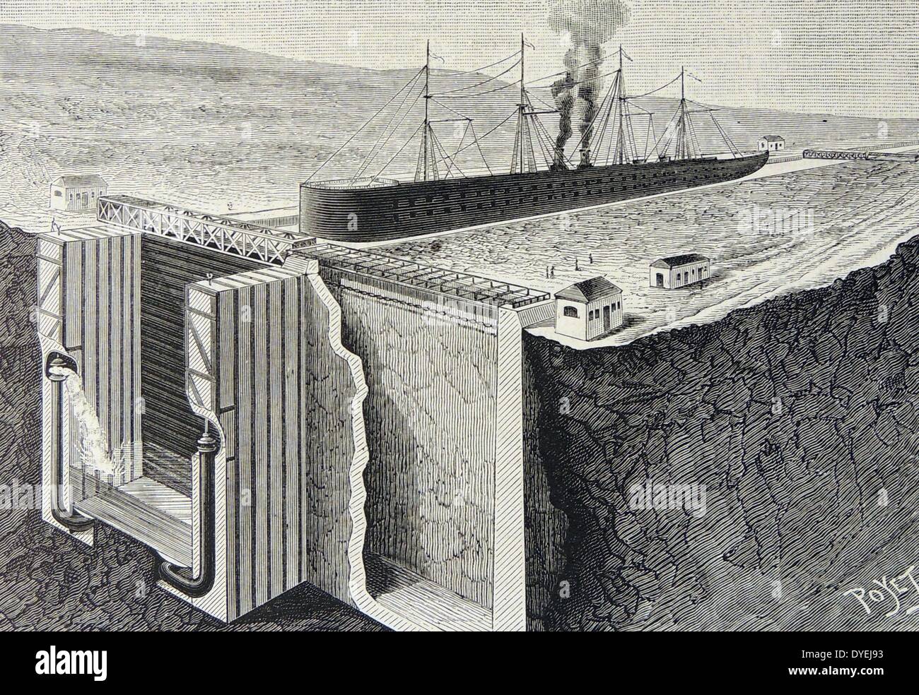 French engineer Gustave Eiffel's design for rolling gates on the Panama ...