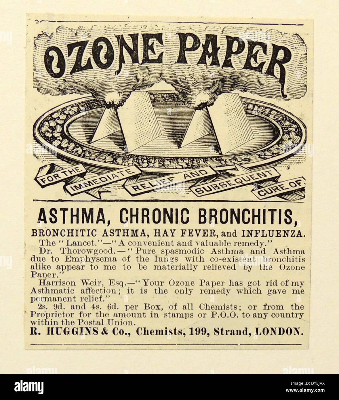 Ozone Paper, a patent remedy to be burned in a room to relieve ...