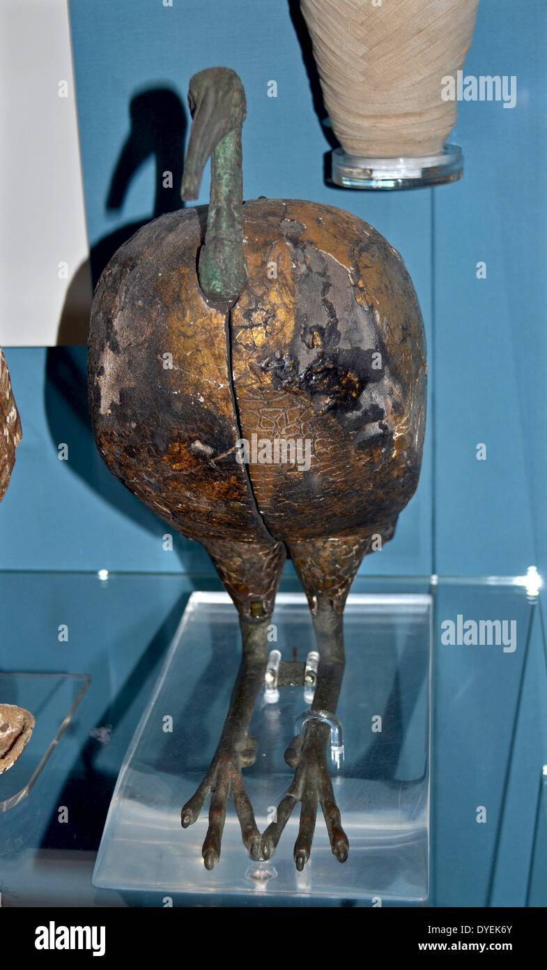 Mummy of an ibis with applique figure of the god Nefertum 305 B.C Stock ...