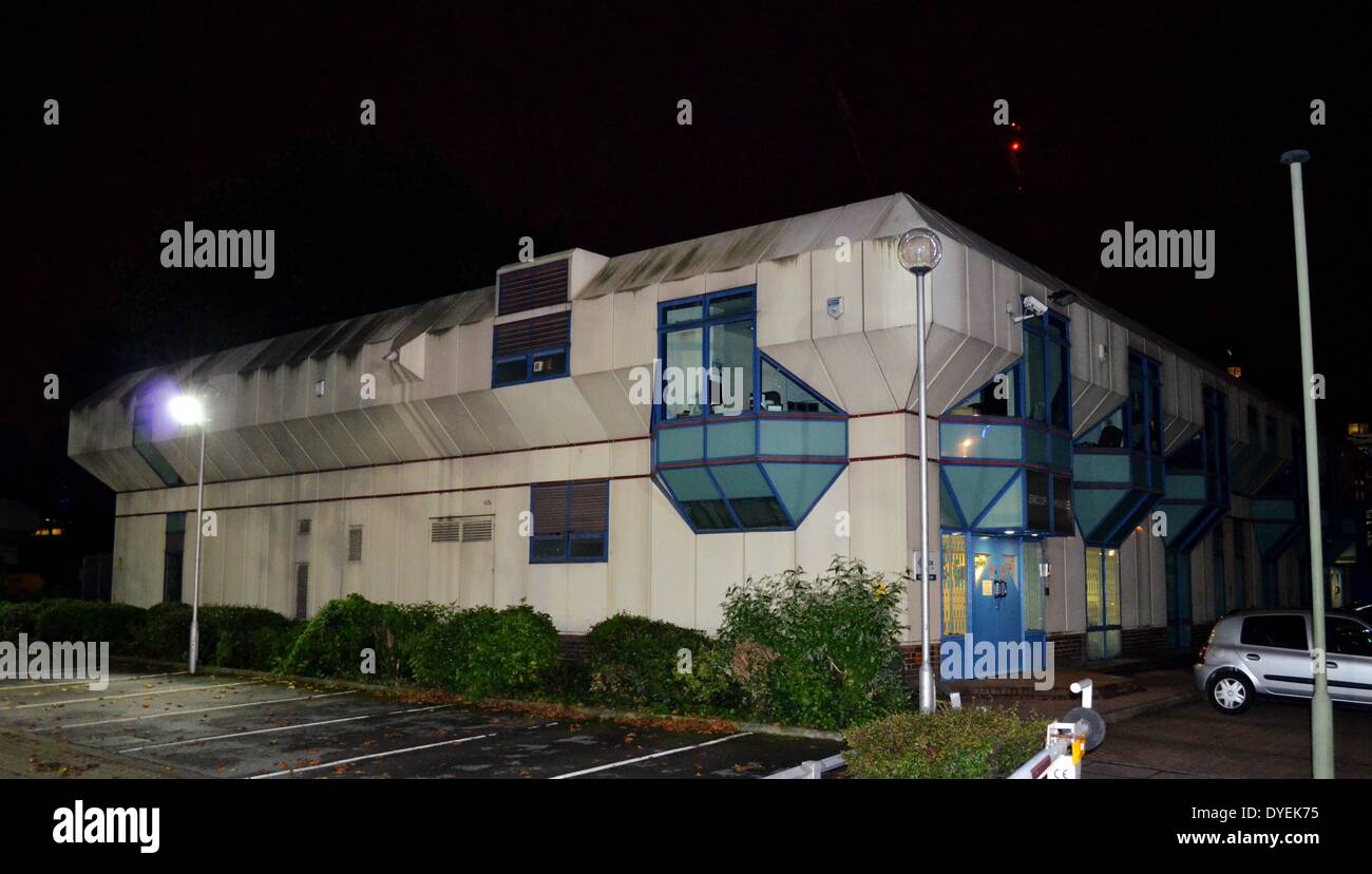 Night-time View of Office Building, Isle of Dogs London 2013 Stock ...
