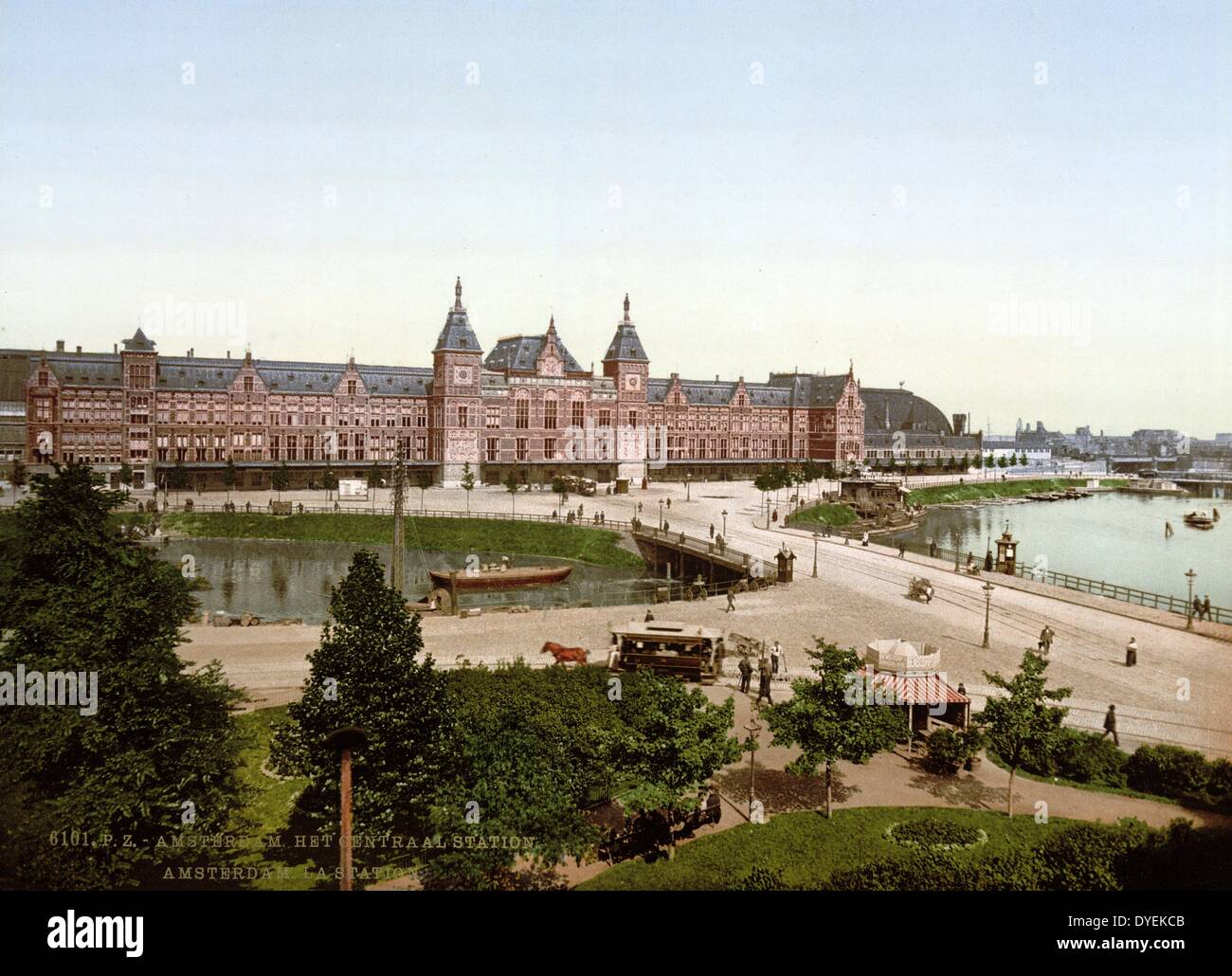 Amsterdam, Holland, Print shows Amsterdam railway station. circa 1890 ...