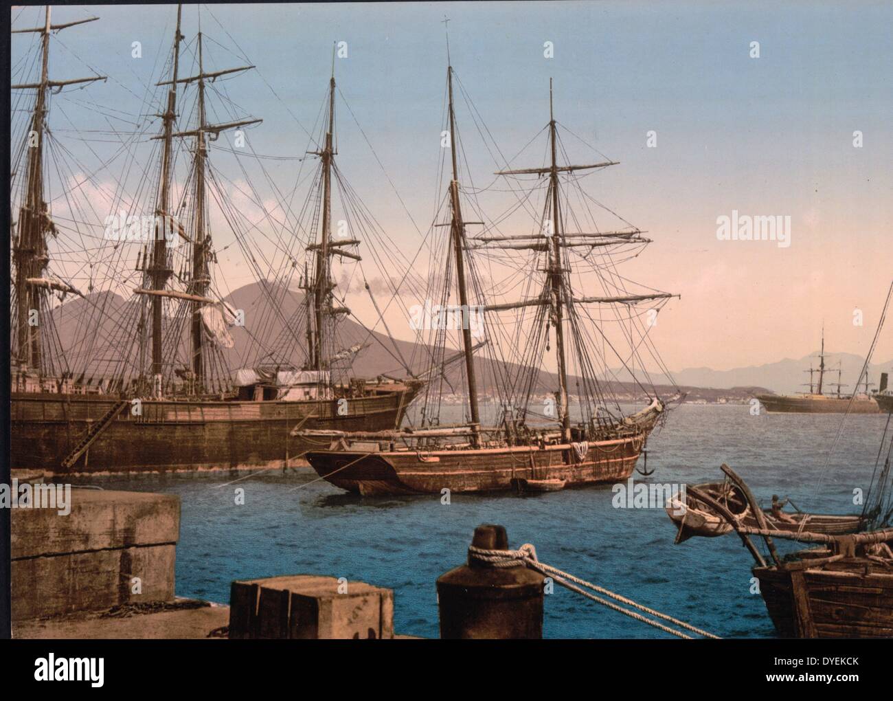 Harbour scene with ships, Naples, Italy between 1890 and 1900 Stock ...