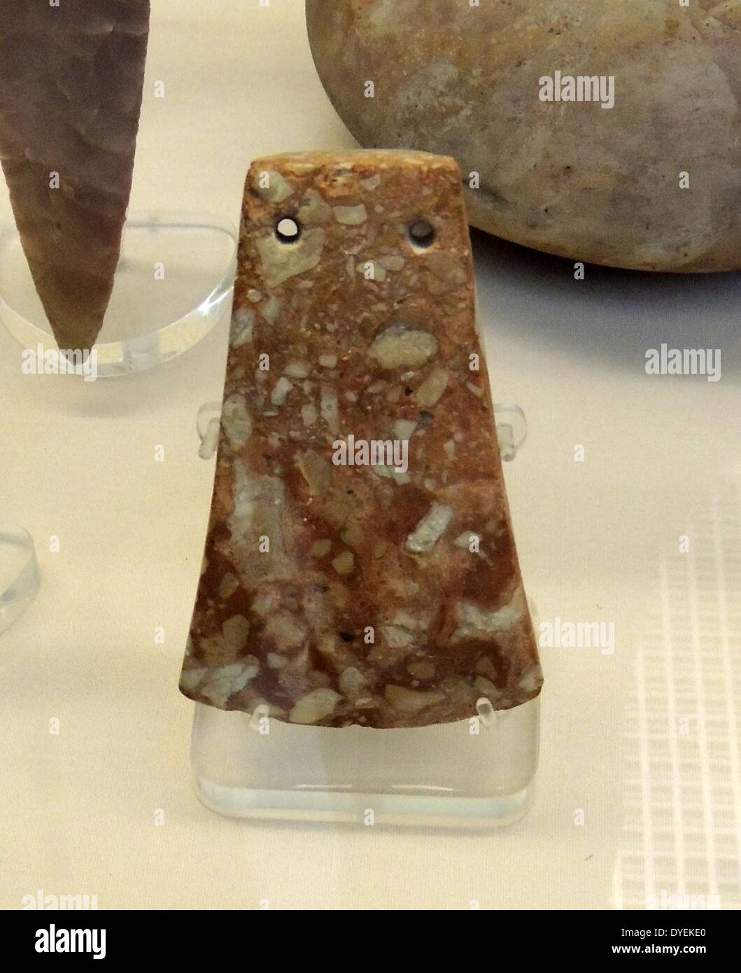 Red Breccia Axe-head 3300 B.C. Rare example of a stone axe. Egypt Stock ...