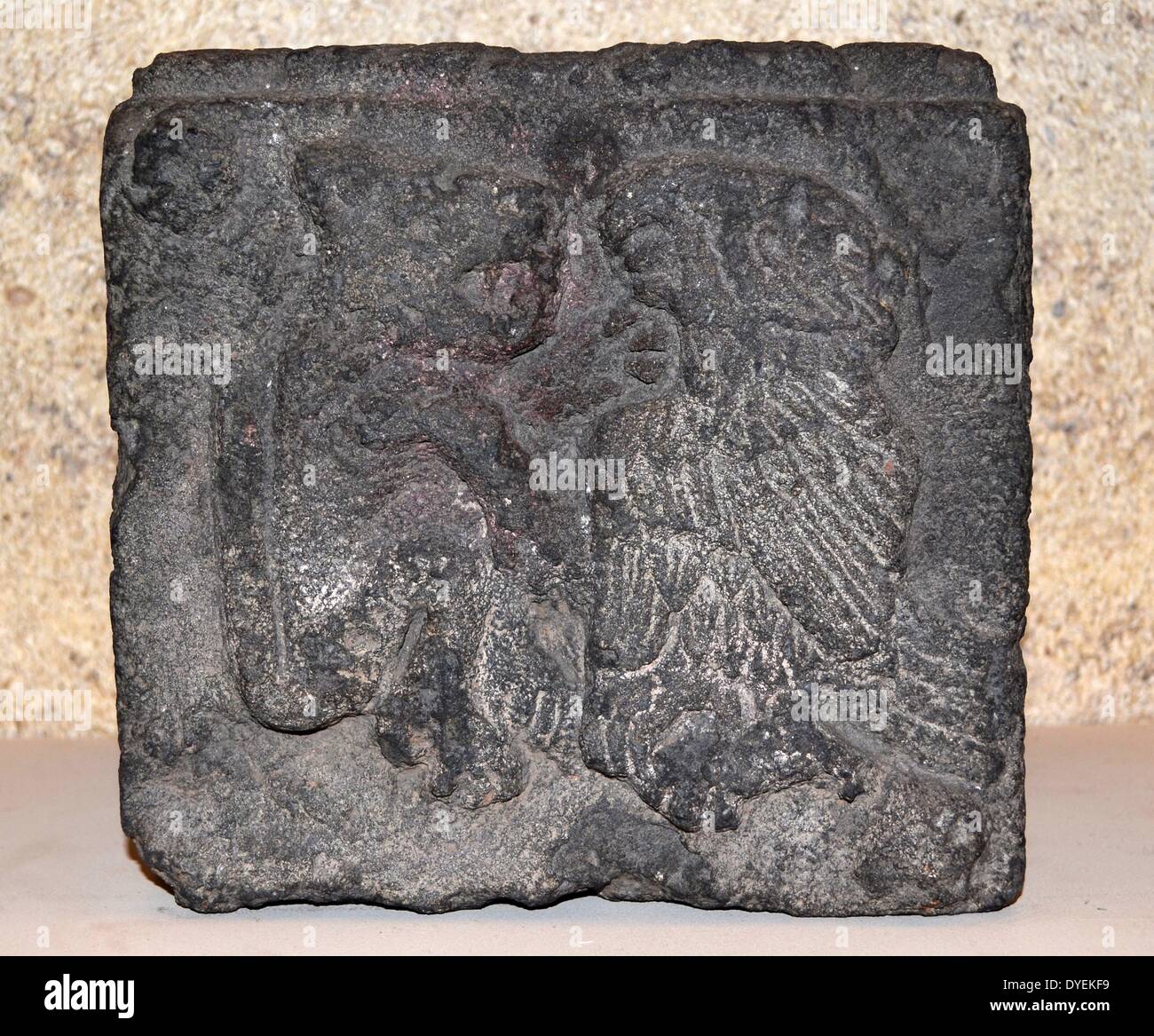 Stone Block with Confronting Eagle and Jaguar 1300 A.D. Aztec Stock ...