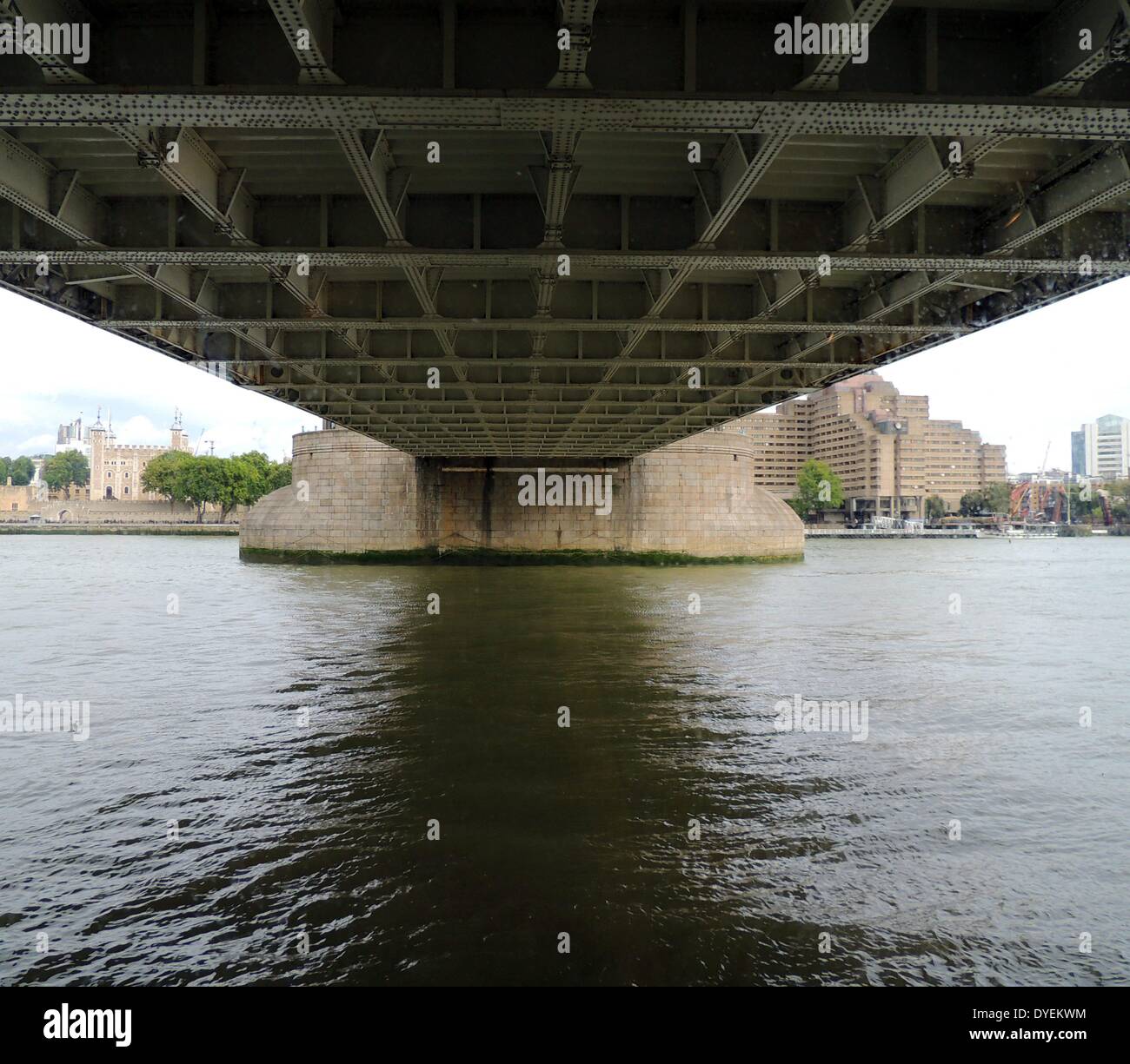 View under Tower Bridge London 2013. Tower Bridge was built between ...