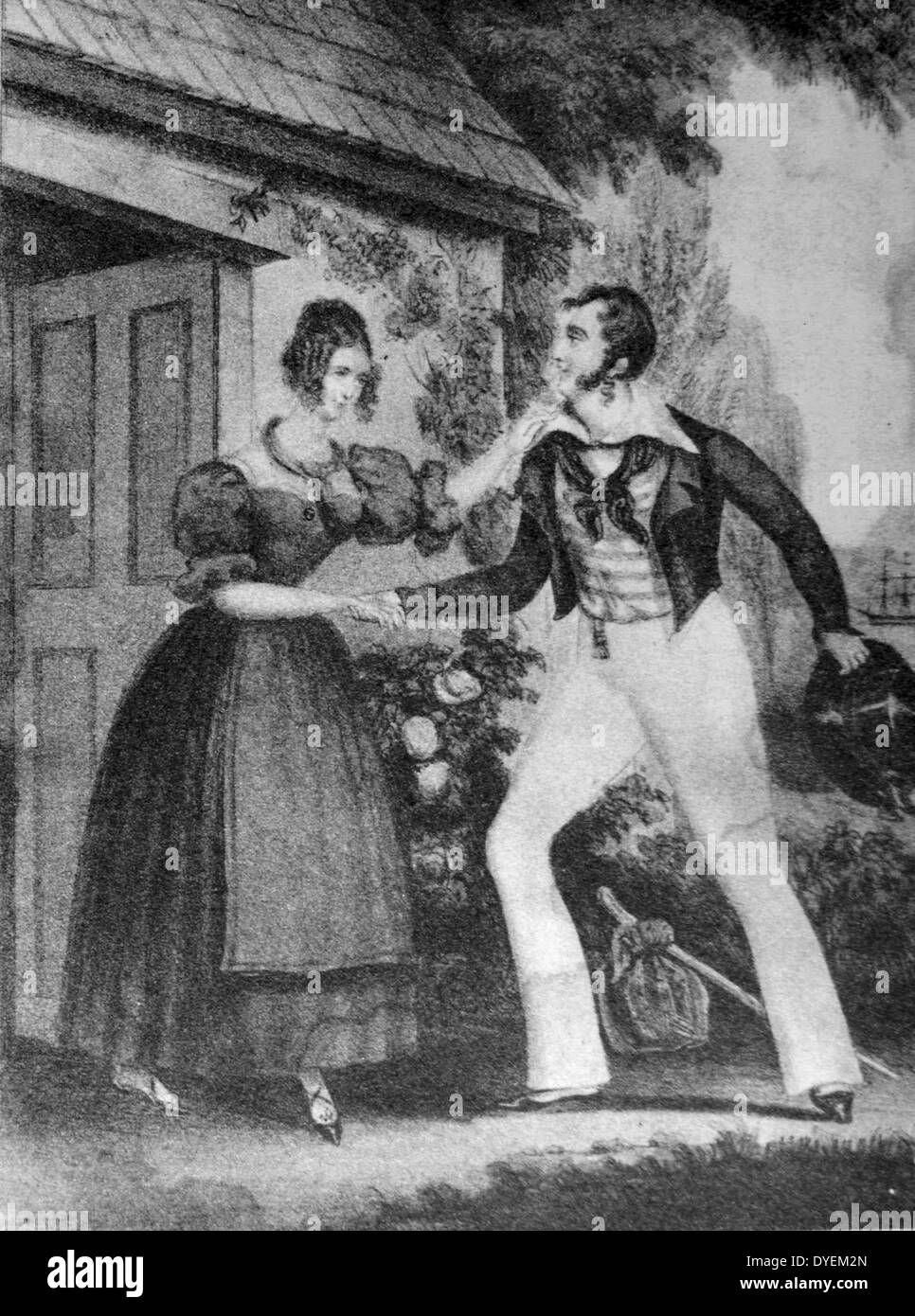 Currier & Ives Illustration 19th Century. The Sailors Return Stock ...