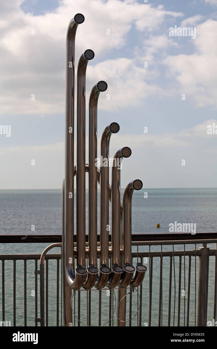 Tembos percussion instruments on Boscombe pier in April Stock Photo - Alamy