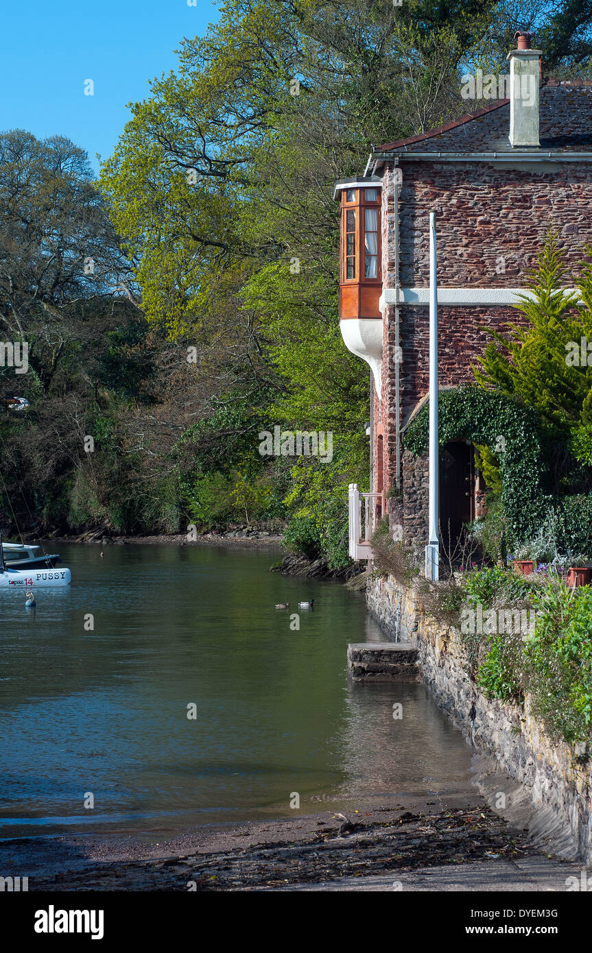 high tide at Stoke Gabriel,Devon.mounting block, claims, concepts ...