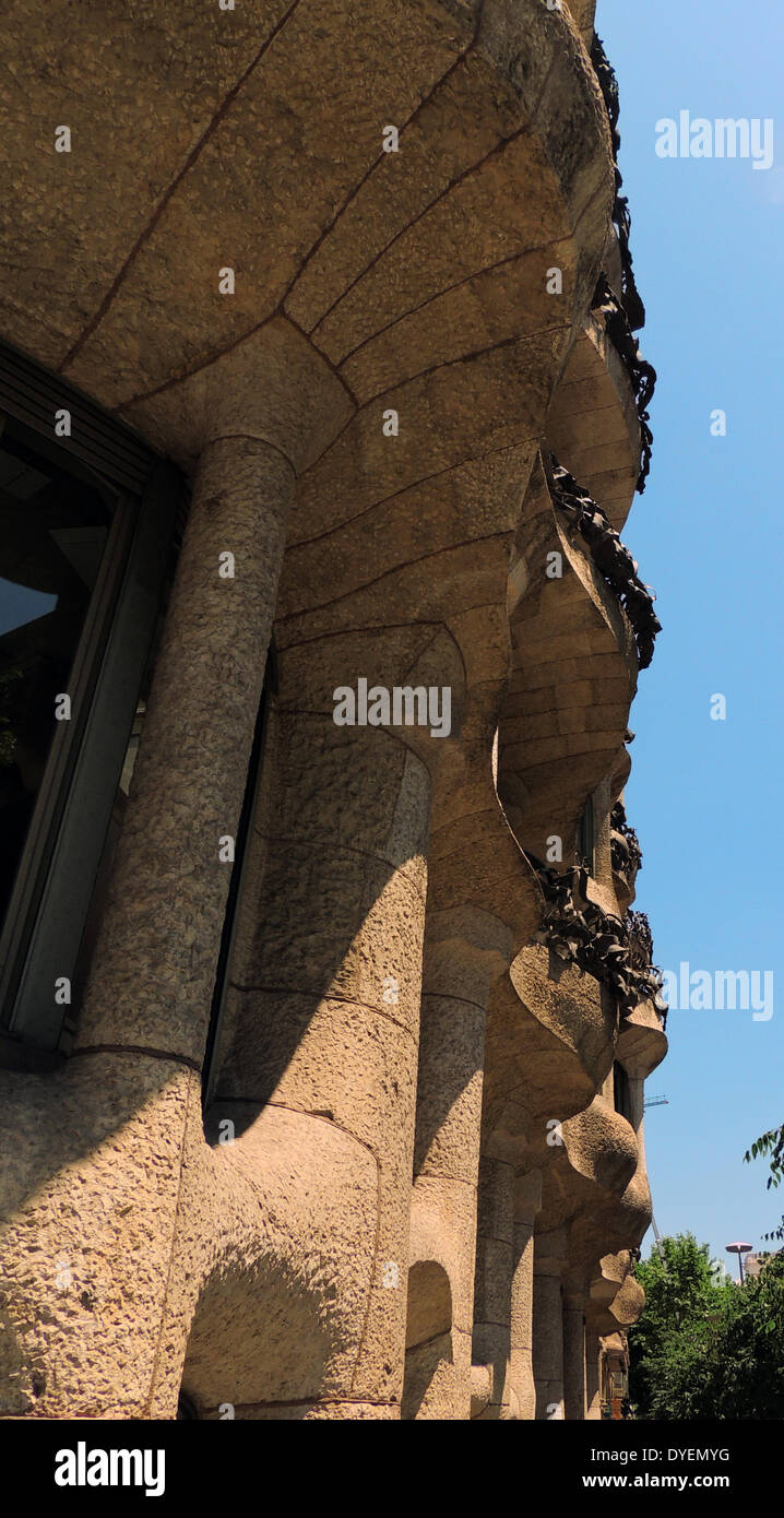detail from the facade of Casa Milà known as La Pedrera (meaning the ...